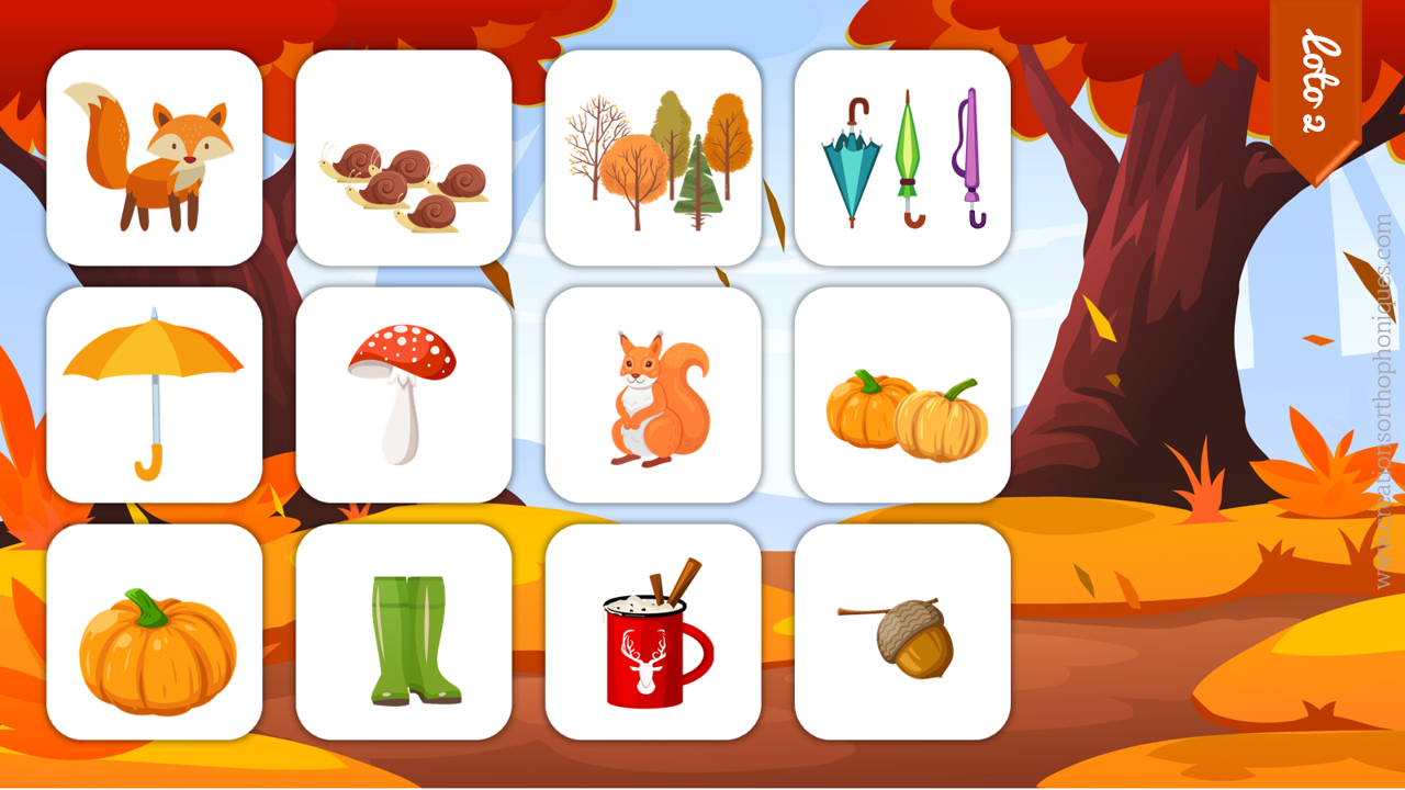 Jeux d’automne – LO, LE, syntaxe, inférences – Créations orthophoniques